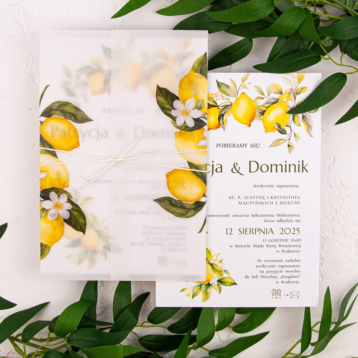 Botaniczne zaproszenia w kalce z motywem cytryn - Lemon Tree - Sklep ...